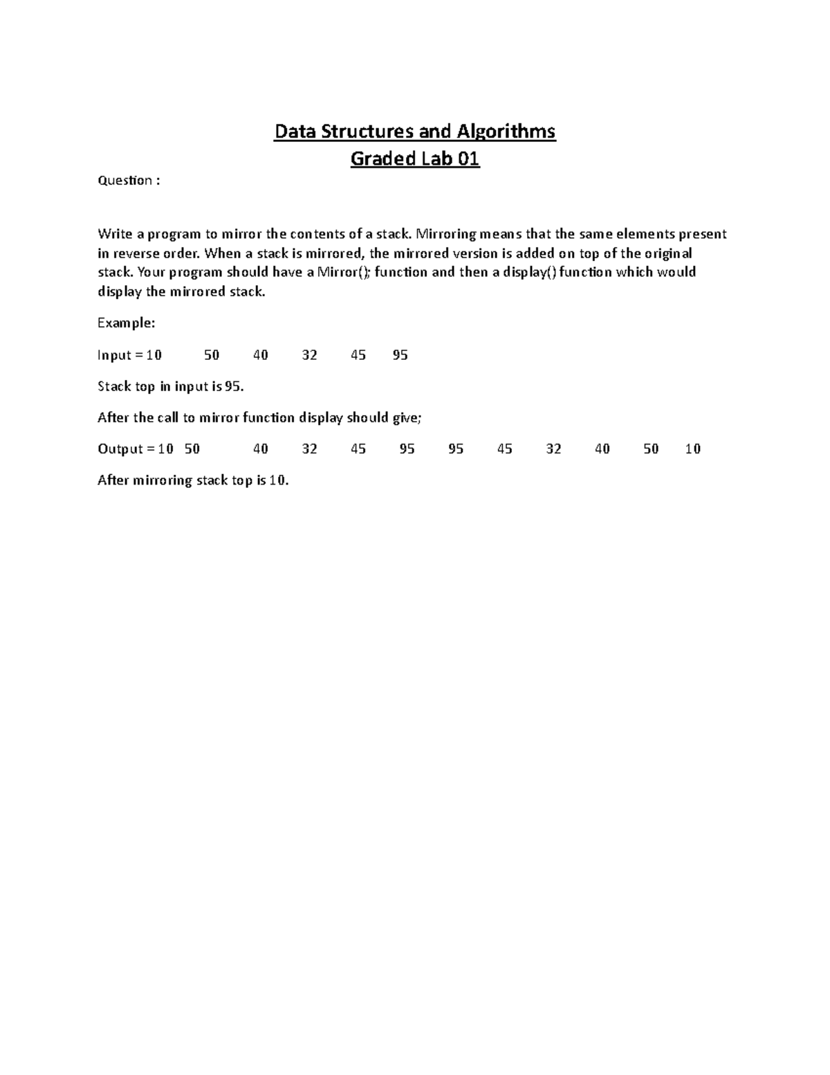 GL01-P7 - Data Structures and Algorithms Graded Lab 01 Question : Write ...