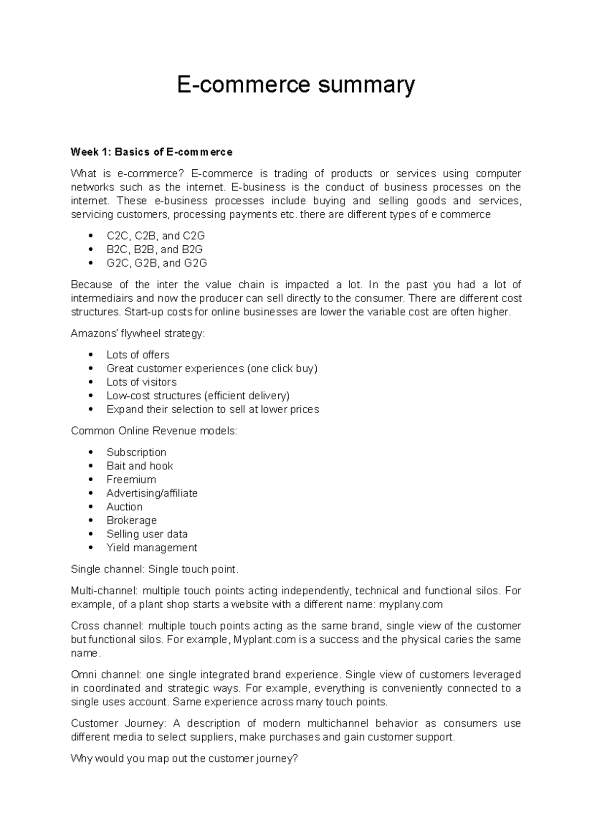 E-commerce/ECOE summary of the content - E-commerce summary Week 1 ...