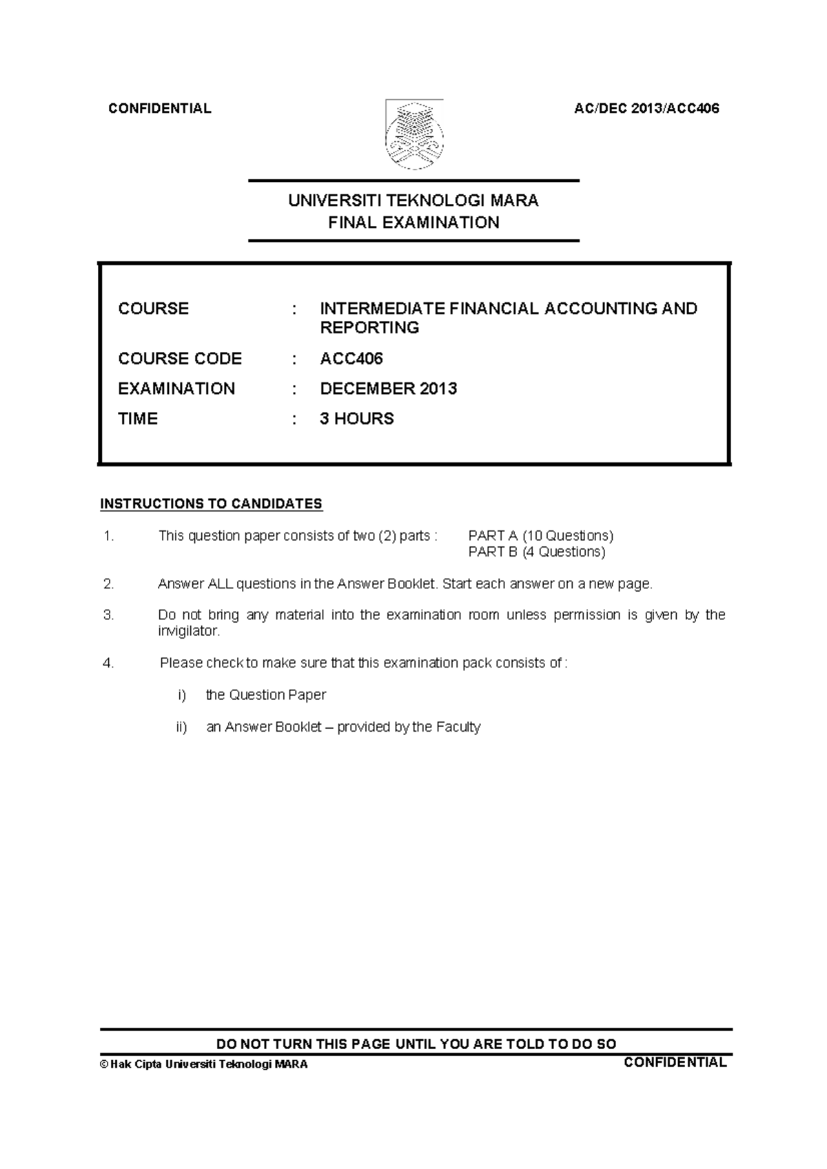 Final-DEC13 - FINAL EXAM QUESTION - UNIVERSITI TEKNOLOGI MARA FINAL ...