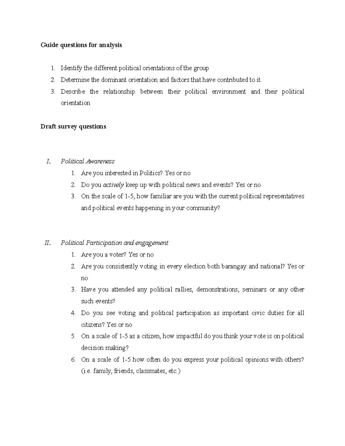 POS 1103: Final output questions - Guide questions for analysis 1 ...