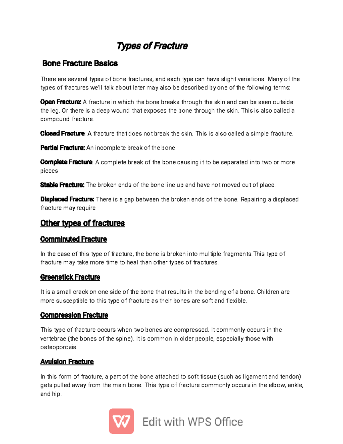 Types of Fractu-WPS Office - Types of Fracture Bone Fracture Basics ...