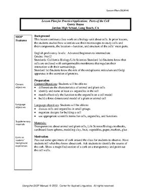 SIOP Math Addition Lesson - Lesson Plans BLM # Lesson Plan for ...