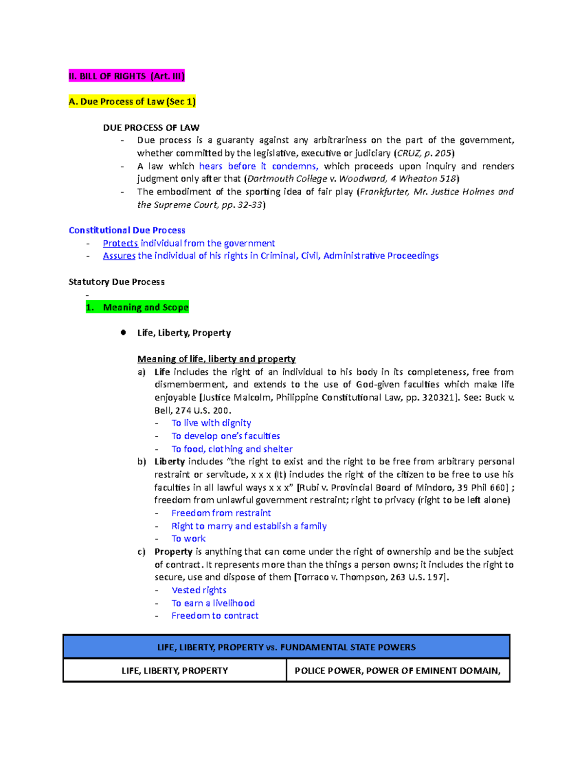 02. II-A B (BOR Sec 1. DUE Process & Equal Protection Clause) - II ...
