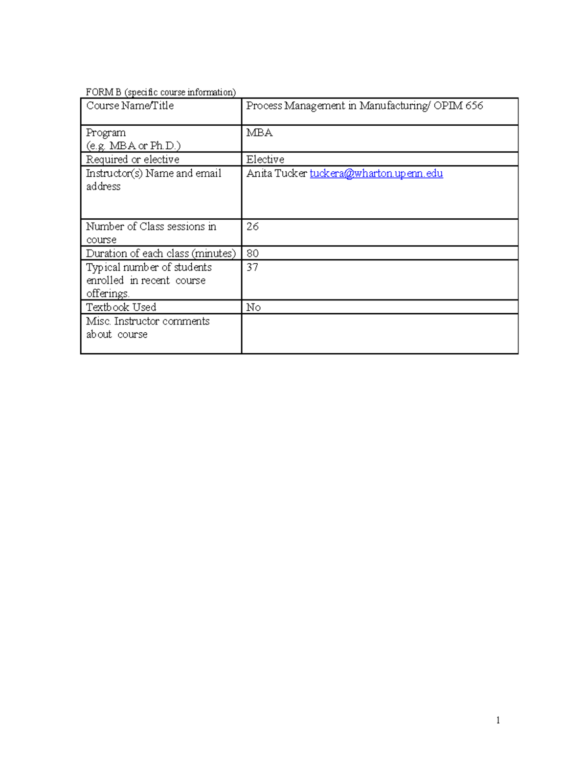 Wharton-proc mgmt in mfg syll - FORM B (specific course information ...