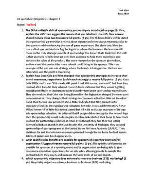 Walker #2 Worksheet - SM 3500 FALL 2018 #2 Worksheet (20 points ...