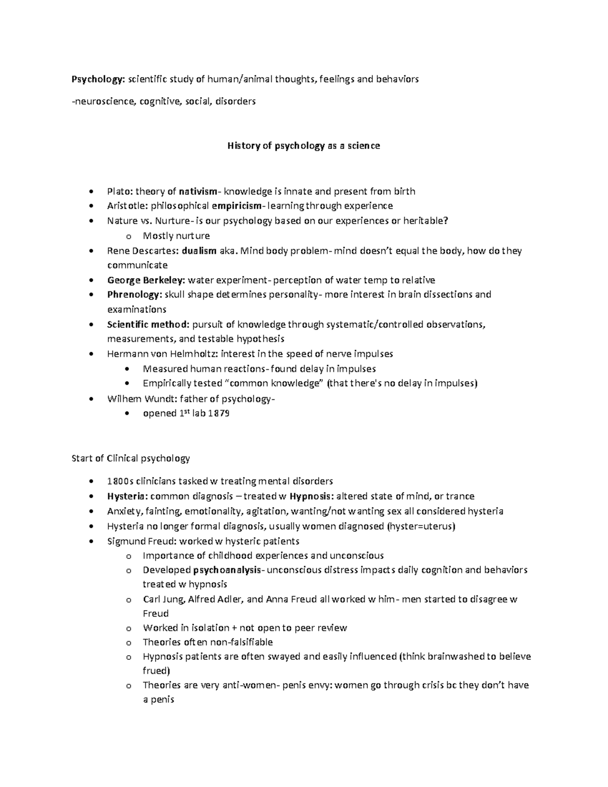 Psycology Lecture #1 - Psychology notes from the first lesson ...