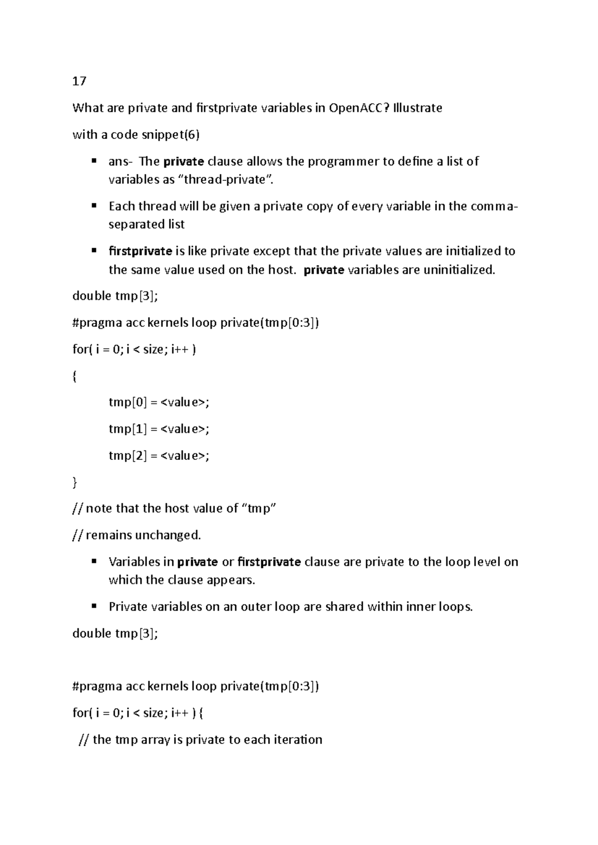 Gpu-set d - quesrtion paper pyq - 17 What are private and firstprivate ...