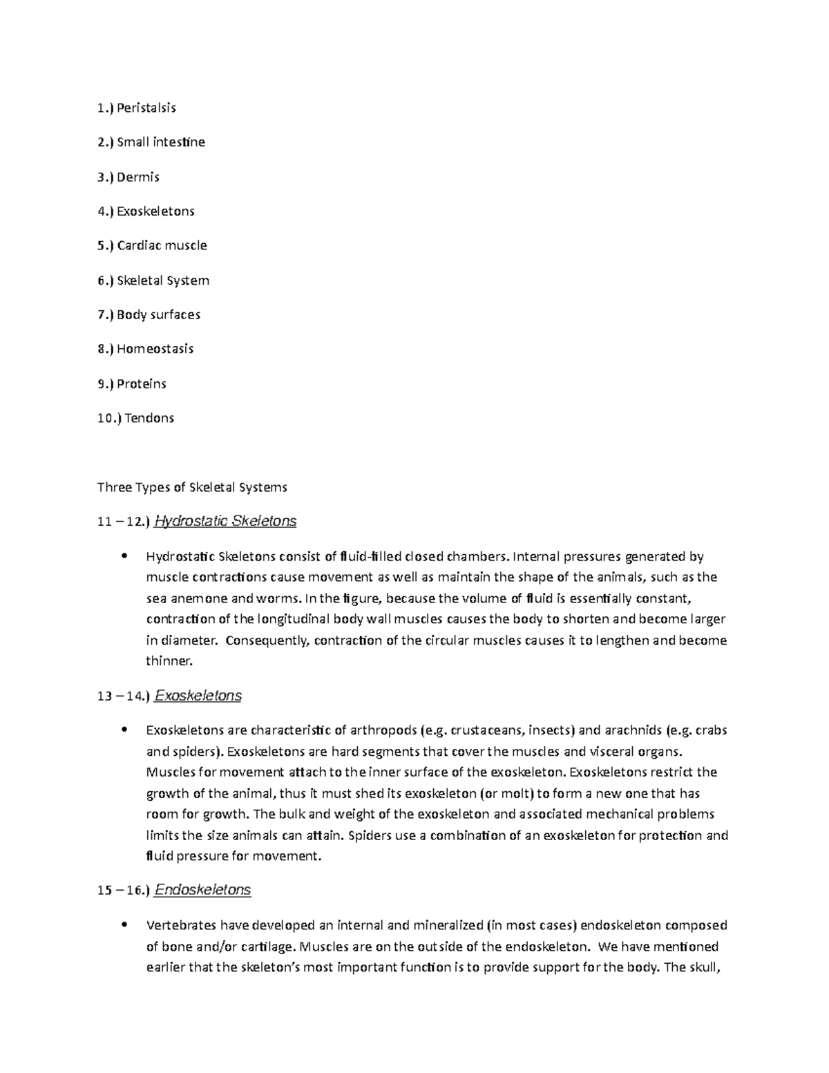 Animal study case - 1.) Peristalsis 2.) Small intestine 3.) Dermis 4 ...