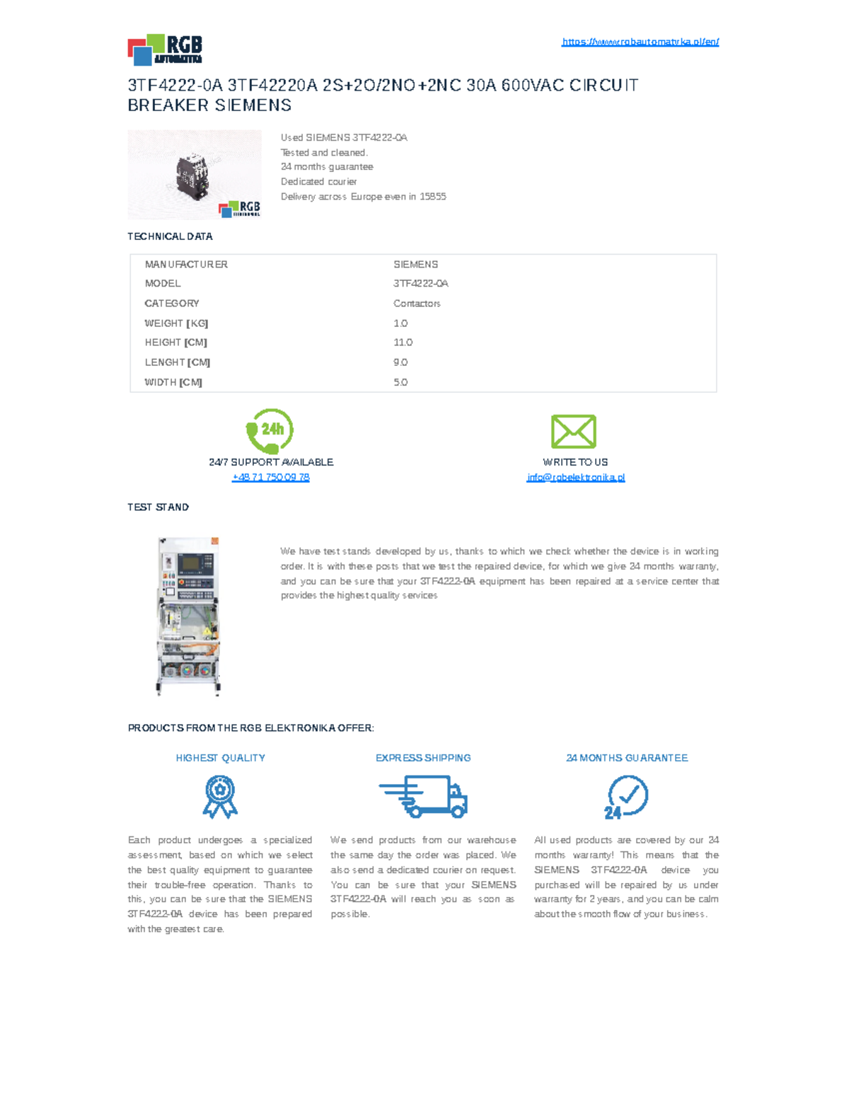 3TF4222-0A Siemens - product information - rgbautomatyka/en/ 3TF4222-0A ...