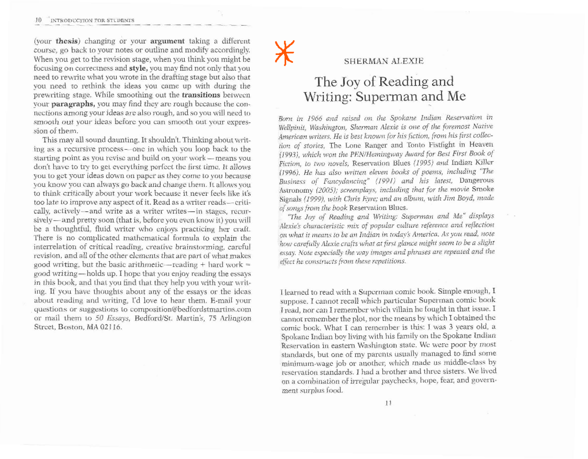 Joy of reading and writing (1) - 10 INTRODUCTION FOR STUDENTS - Studocu