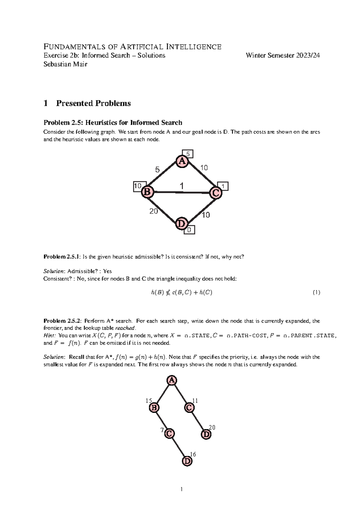 Exercise 2b solutions - FUNDAMENTALS OF ARTIFICIAL INTELLIGENCE ...
