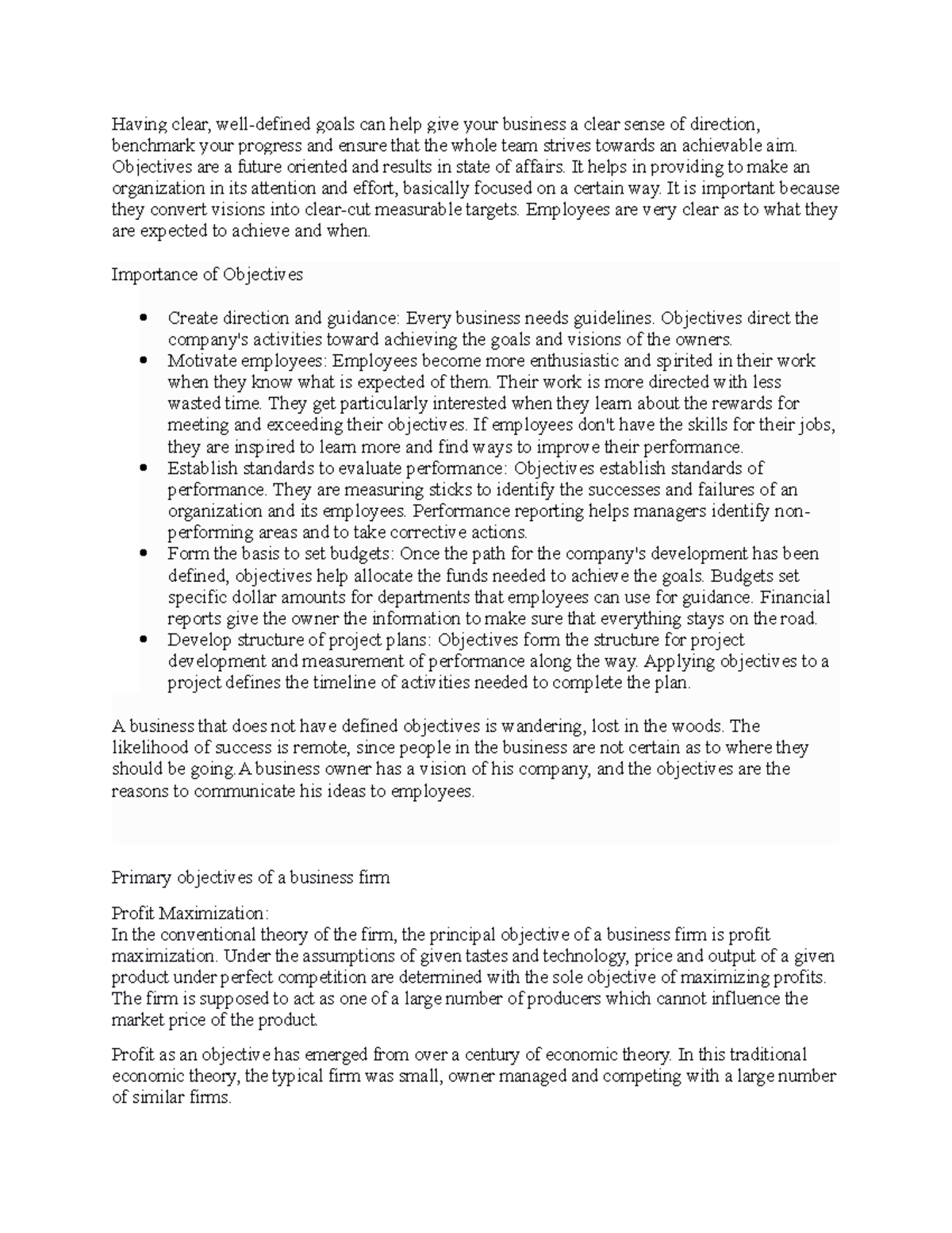 Objective and responsibility(bus firm and fnnclmngrs) - Having clear ...