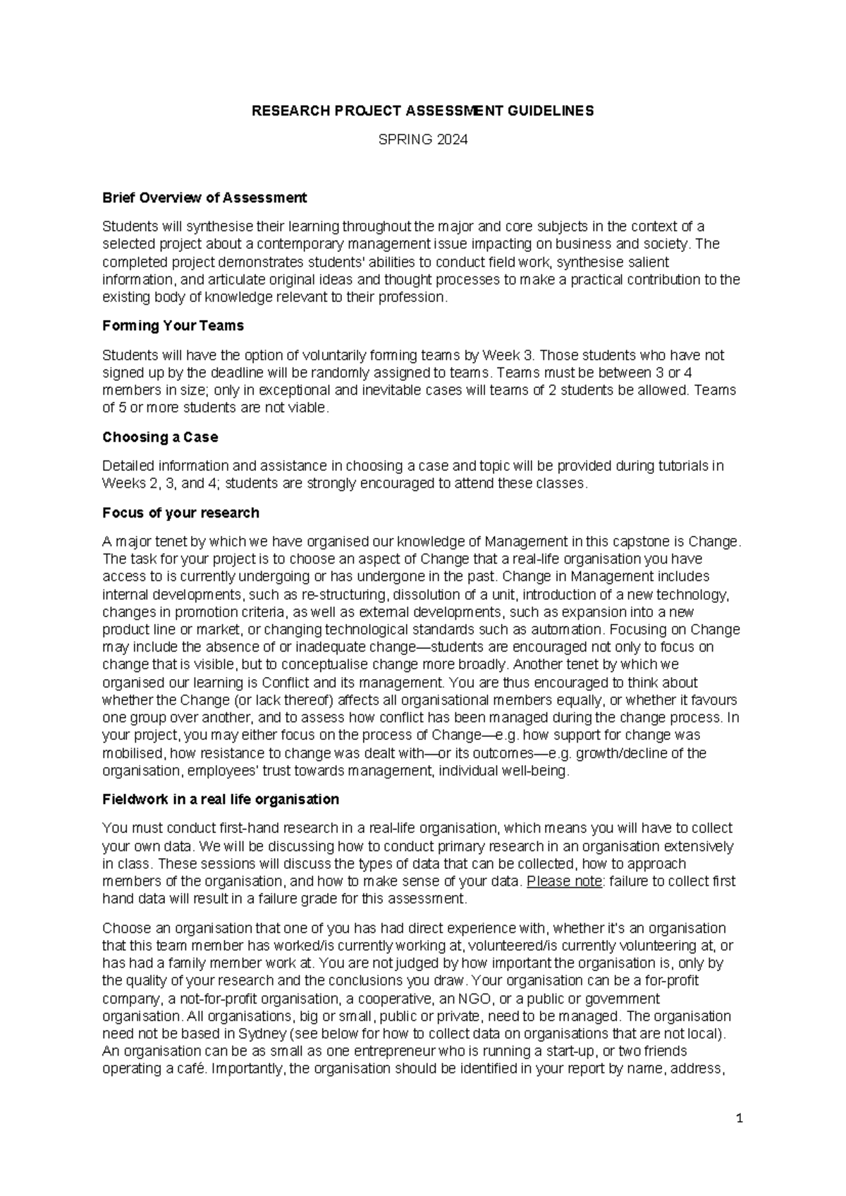 Group Project and Report assessment guidelines Spring 2024 - RESEARCH ...