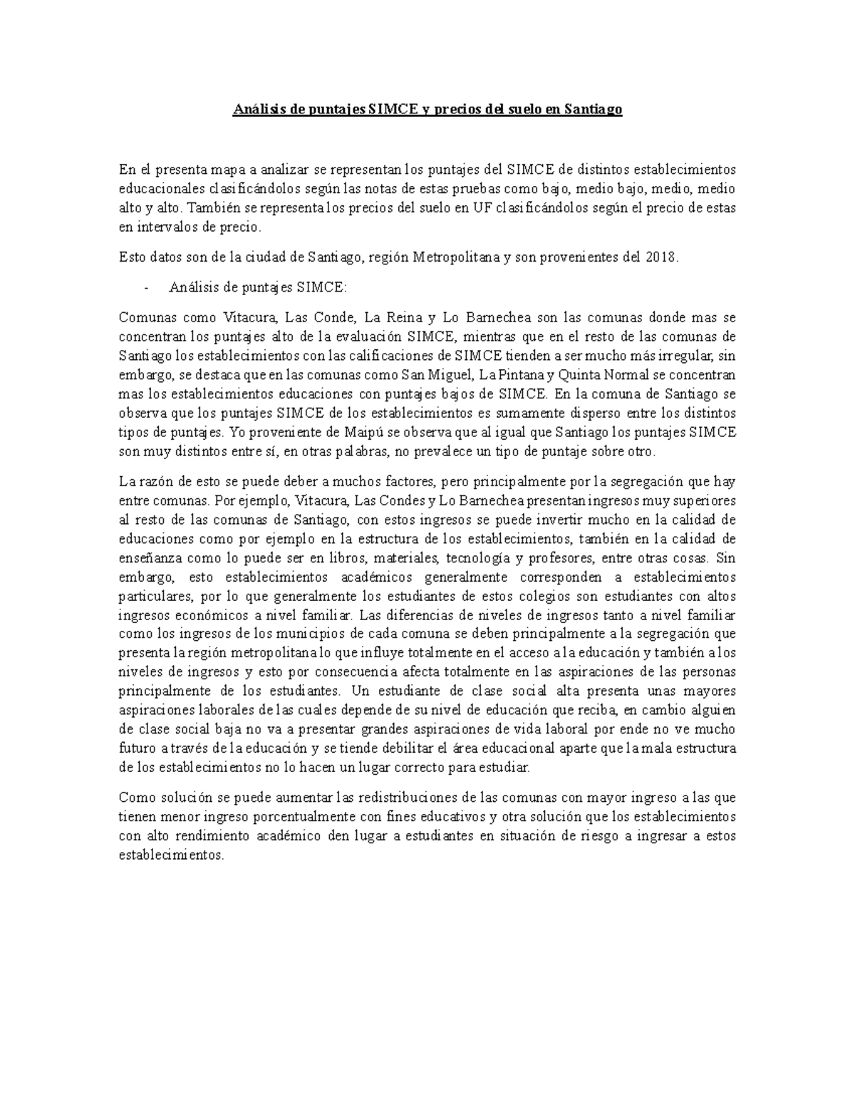 Análisis de mapa - Mapa - Análisis de puntajes SIMCE y precios del ...