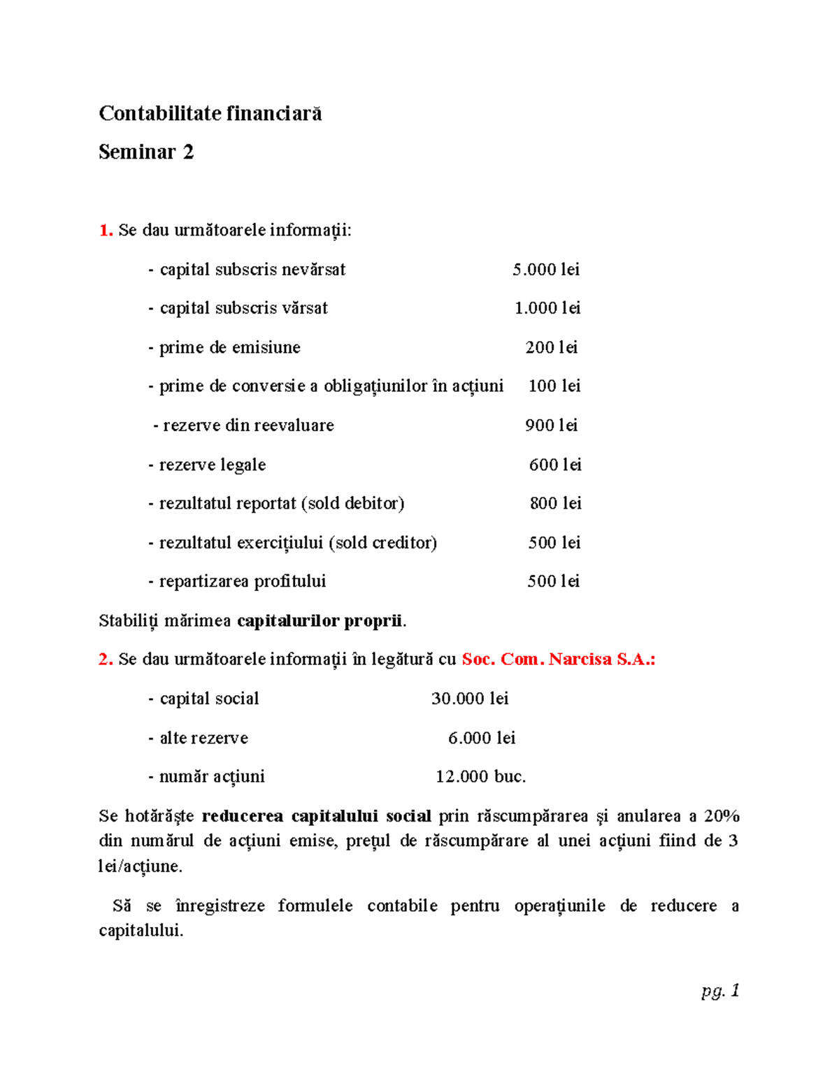 Seminar 2 Contabilitate financiara an I Management - Contabilitate ...