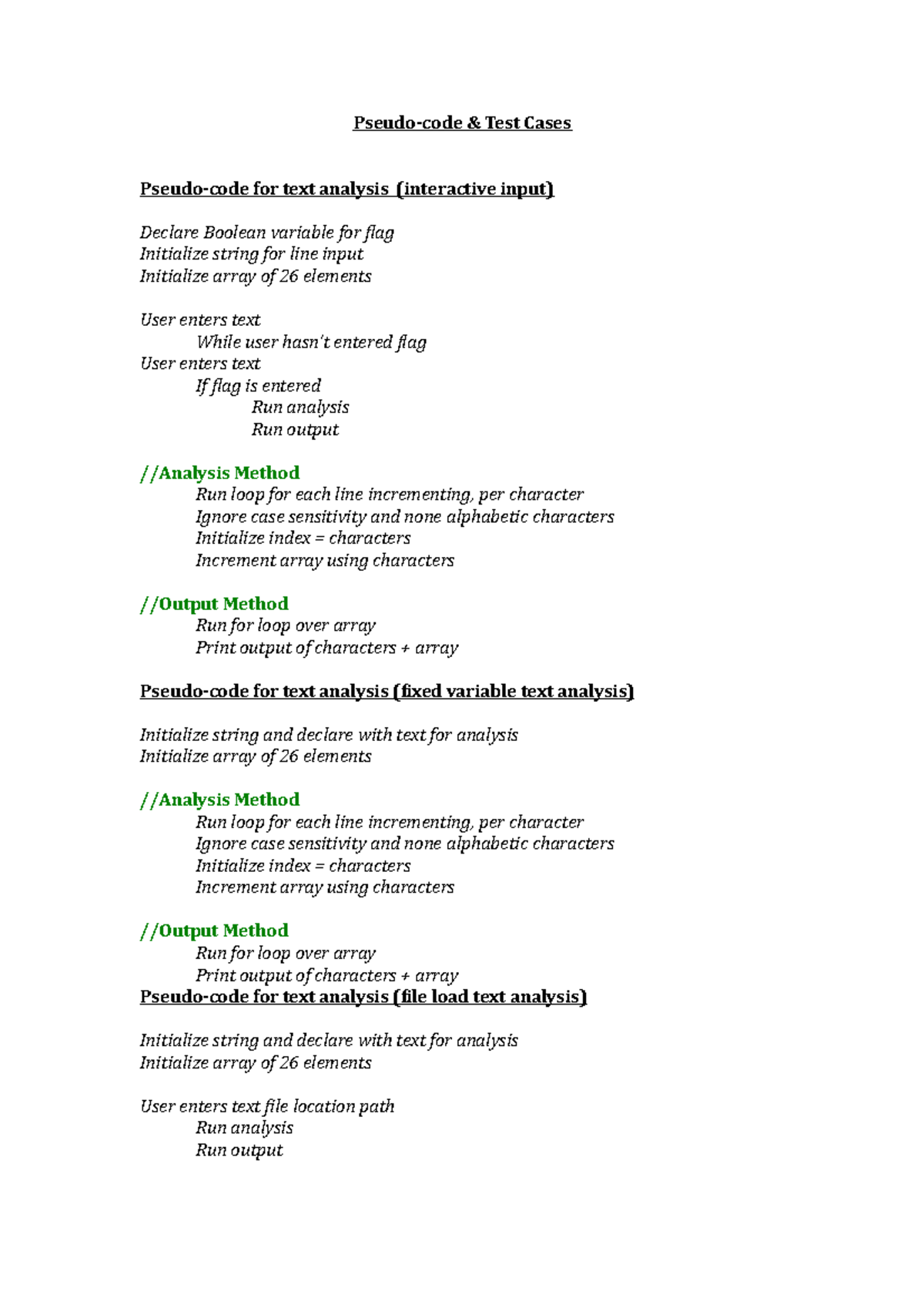 Pseudocode for different ways of interpreting text analysis - Pseudo ...