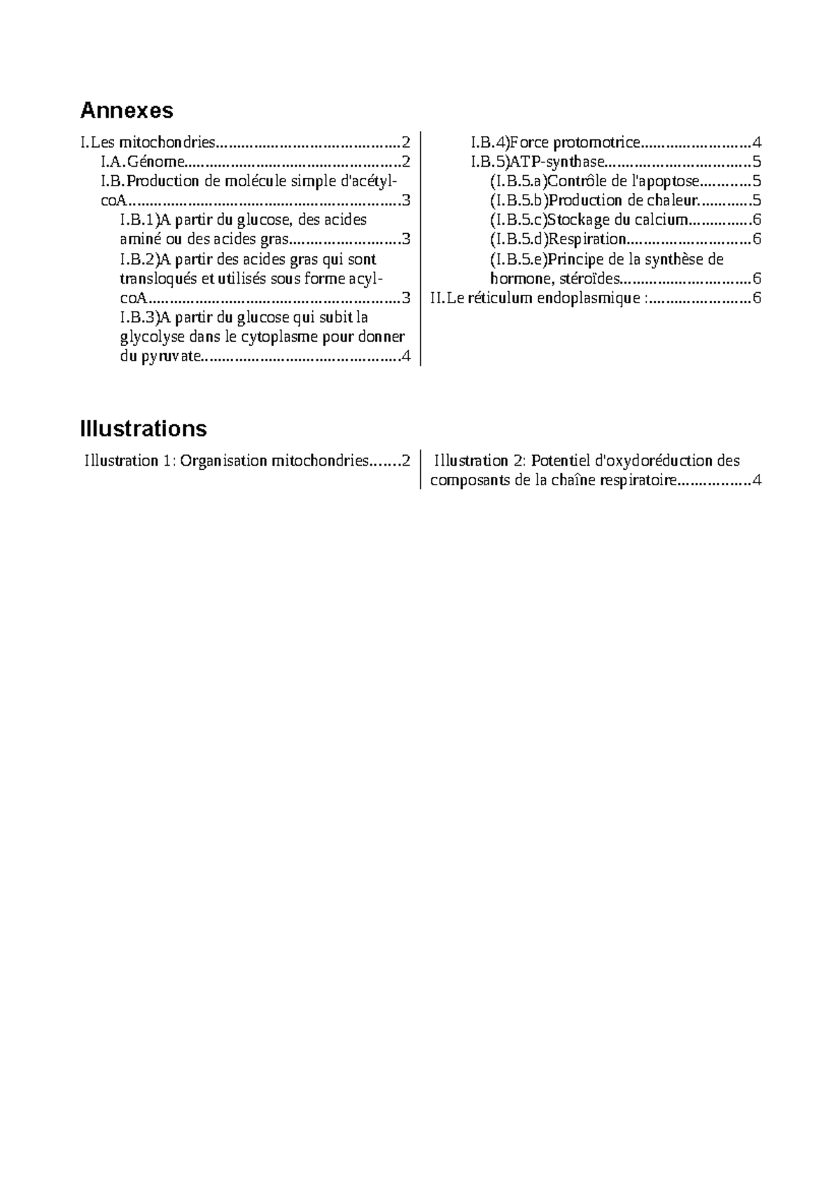 CHAPITRE Annexes - Annexes I mitochondries ...