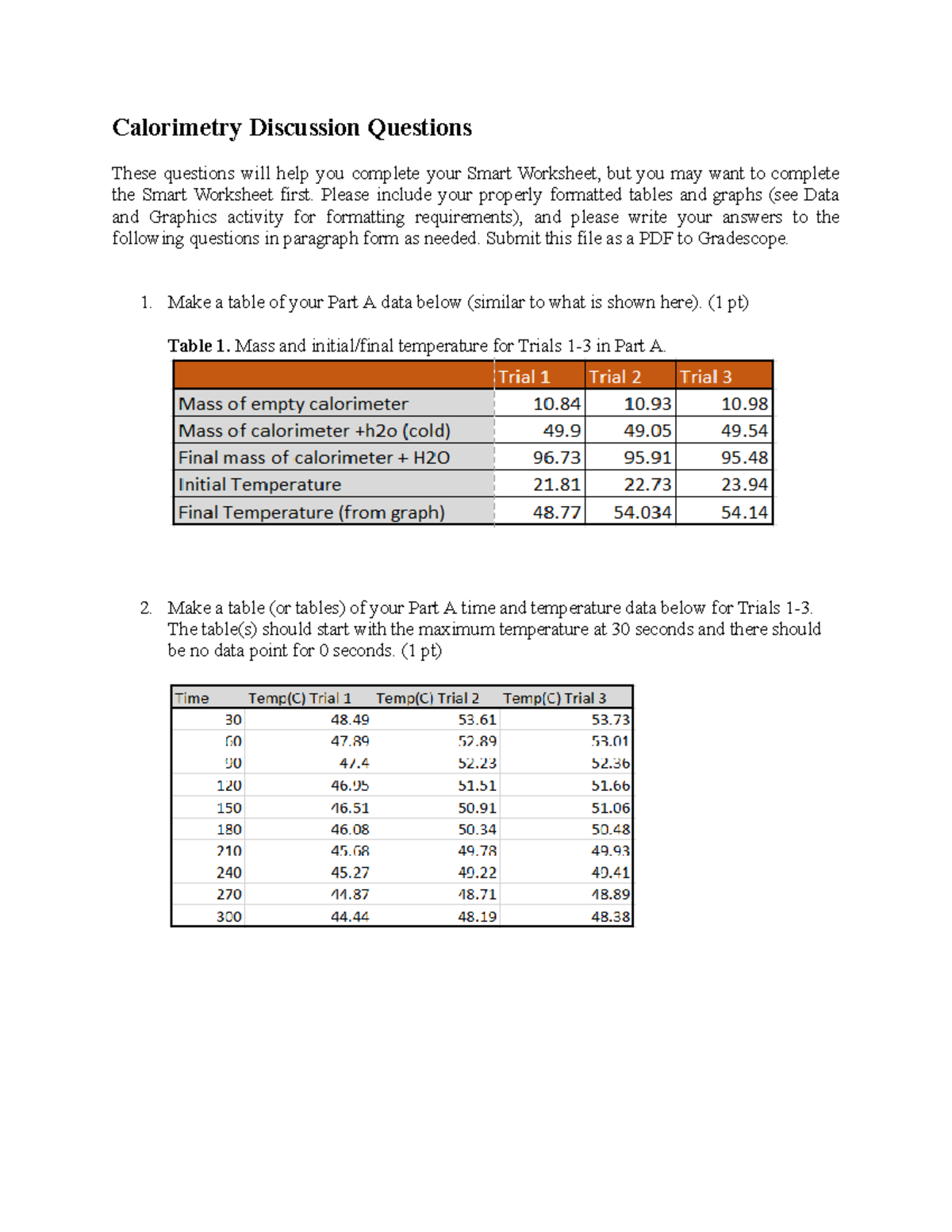 Calorimetry DQ-2 - Calorimetry Discussion Questions These questions ...