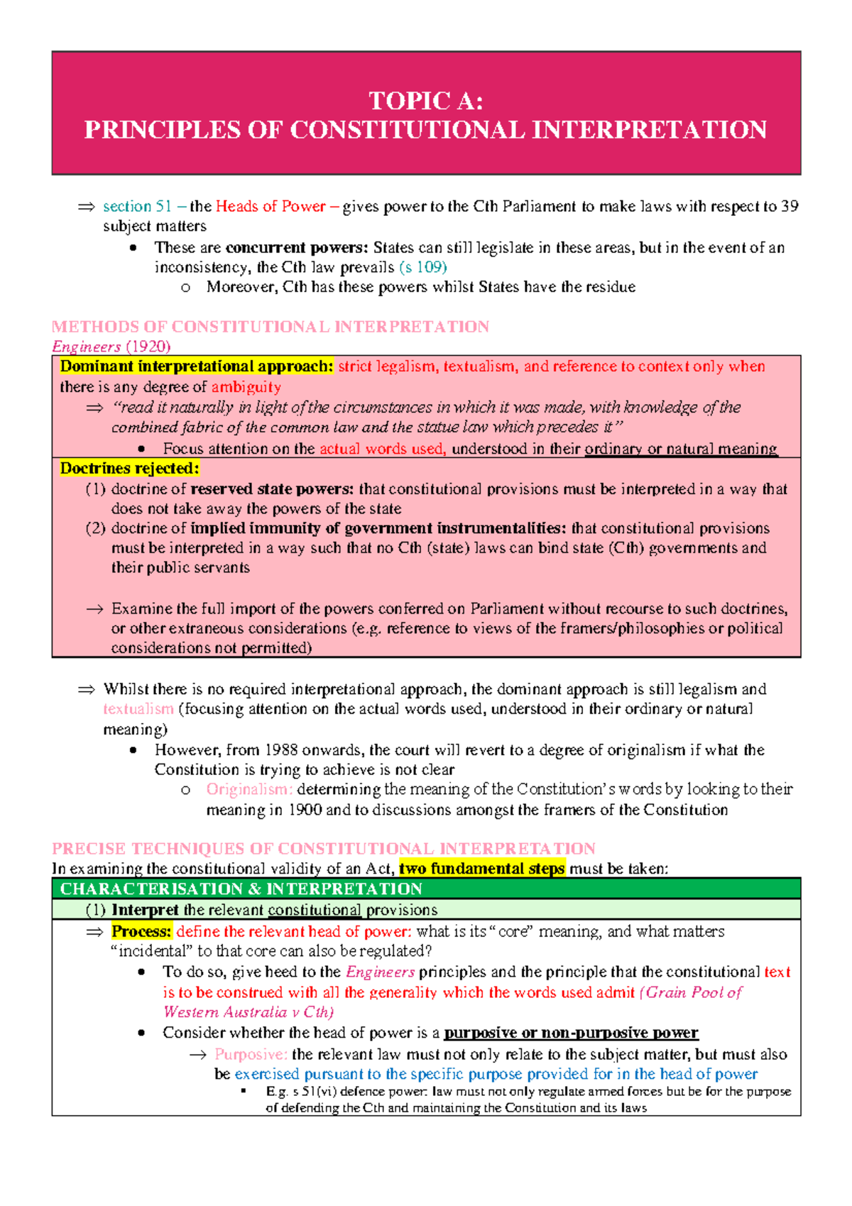 scaffols with summary - TOPIC A: PRINCIPLES OF CONSTITUTIONAL ...
