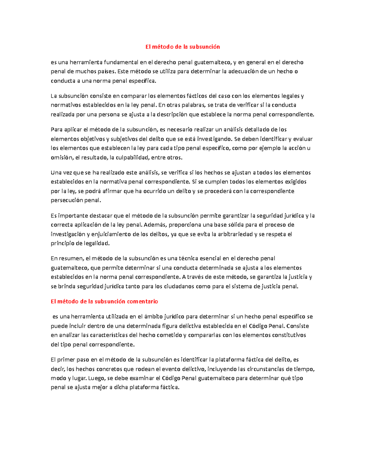 El método de la subsunción - El método de la subsunción es una ...