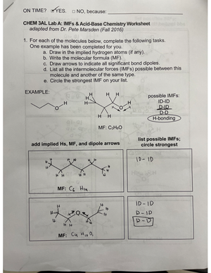 Pre Lab B Chem 3AL Organic Chemistry Laboratory (Fall 2023) - PreLab B ...
