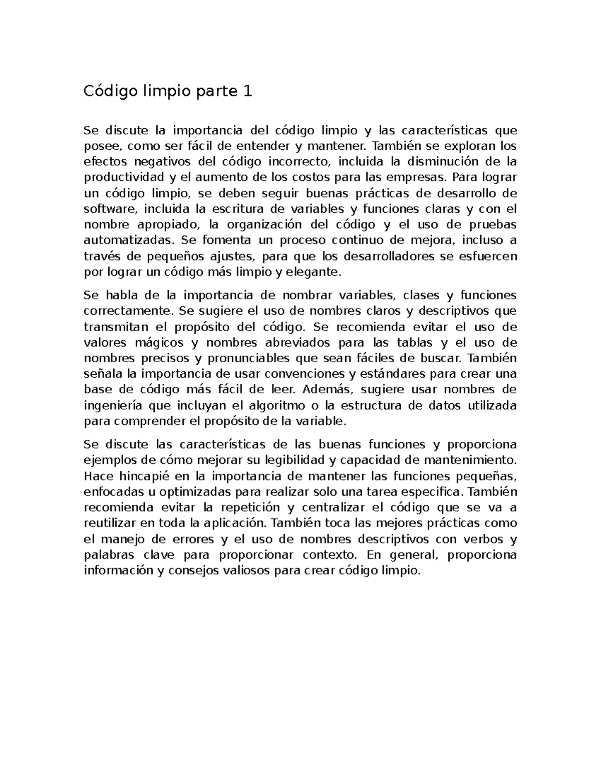 Clean Code Parte-1 - Código limpio parte 1 Se discute la importancia ...