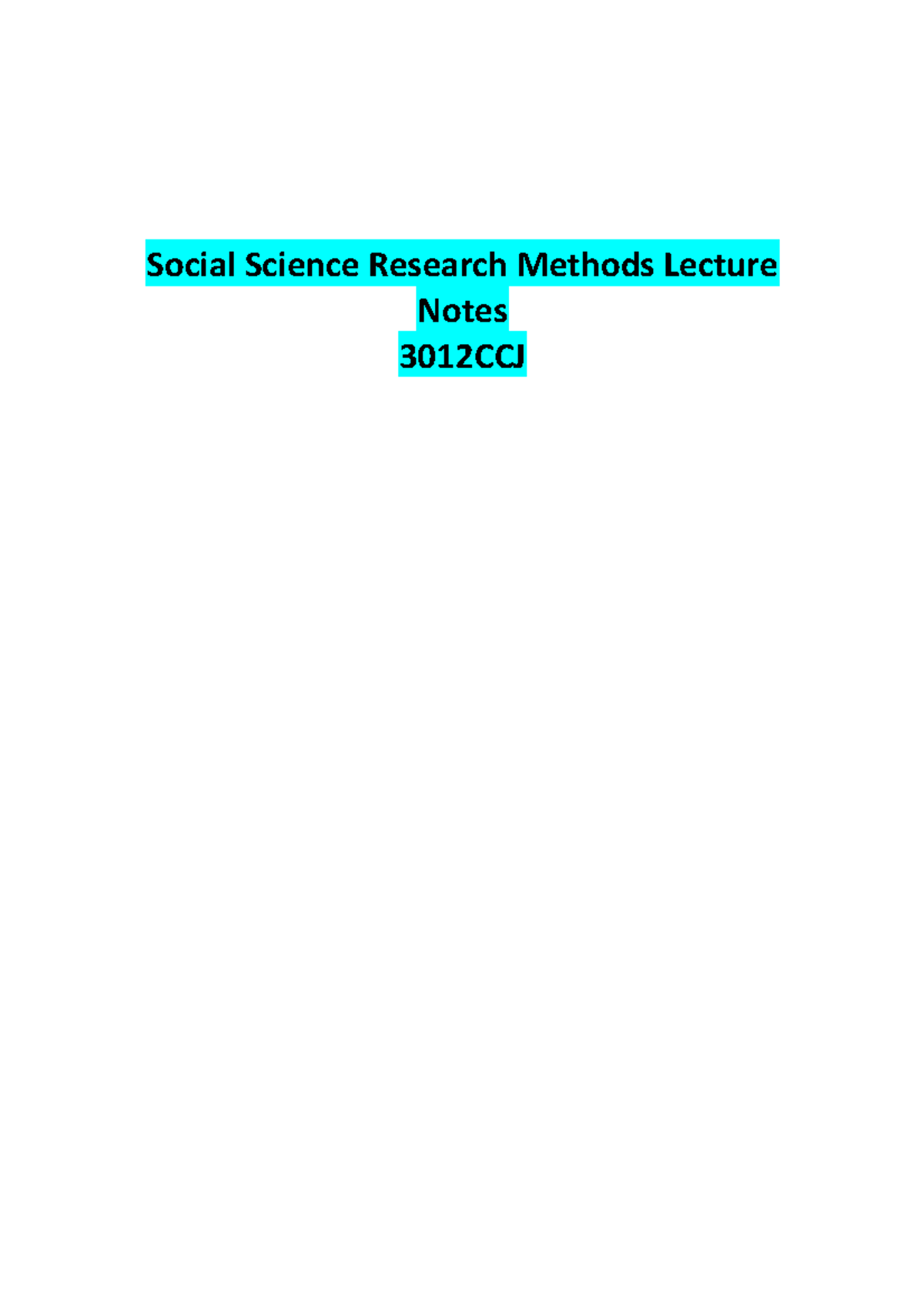 Social Science Research Methods Lecture Notes - Social Science Research ...