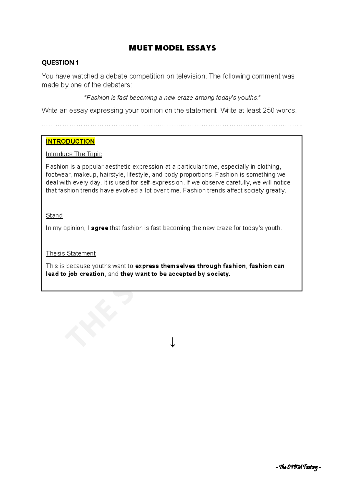 MUET Model Essays - upload just to get free download - THE STPM FACTORY ...