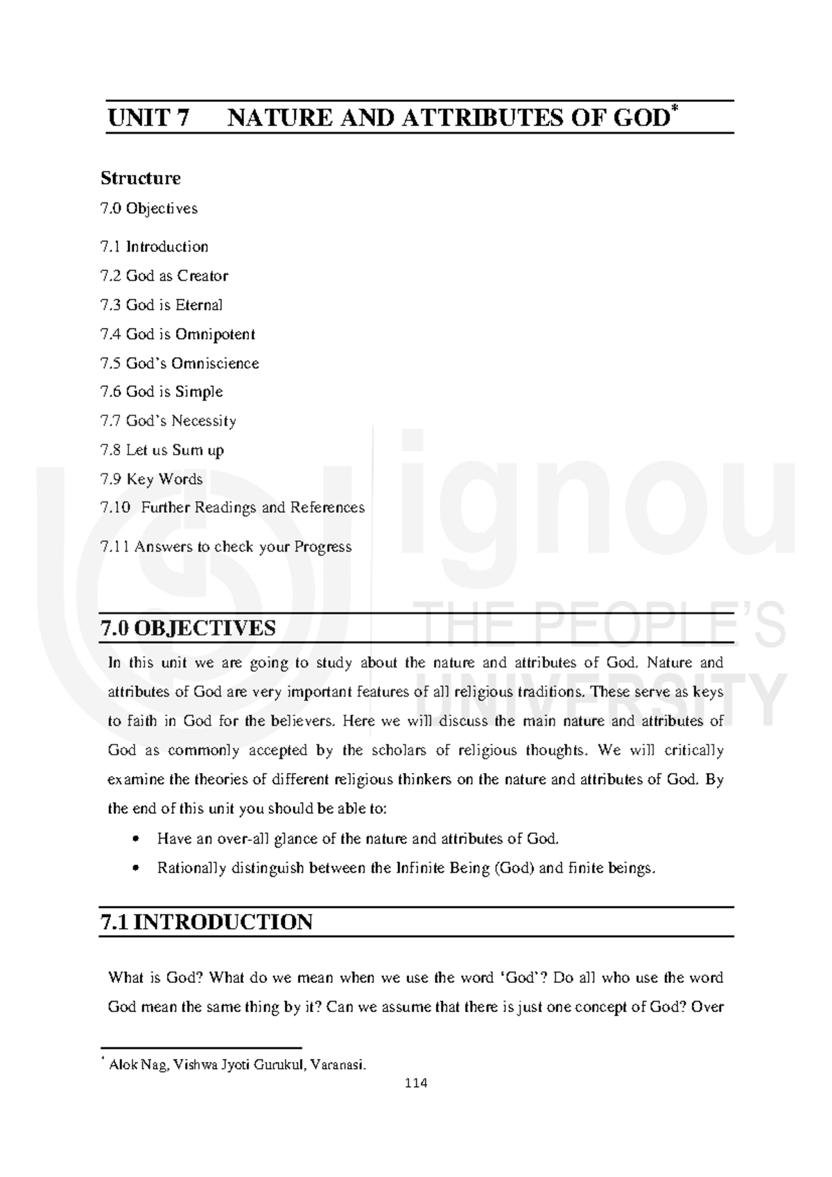 Unit-7 - FGVF - UNIT 7 NATURE AND ATTRIBUTES OF GOD* Structure 7 ...