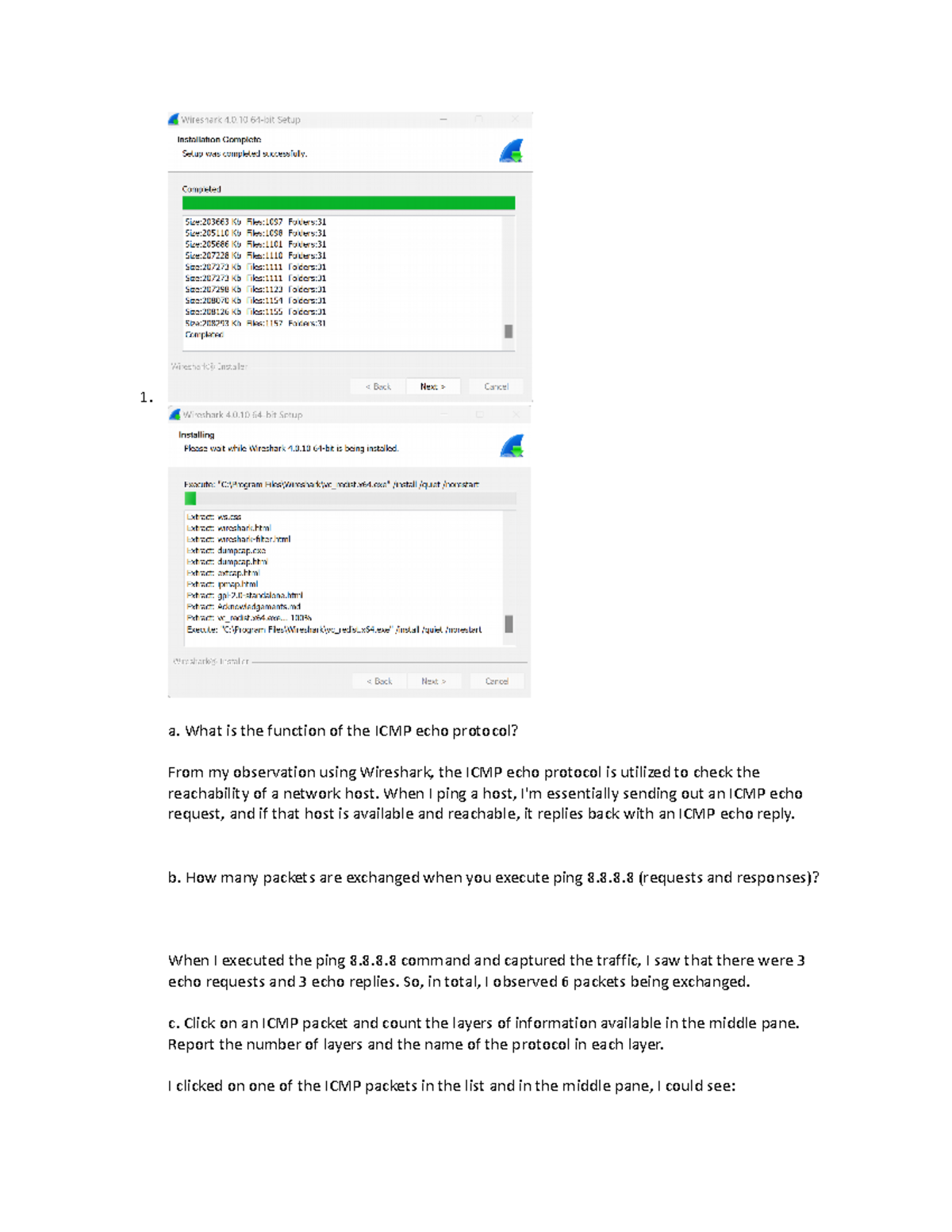 Lab4 (Autosaved) - lab 4 - 1. a. What is the function of the ICMP echo ...