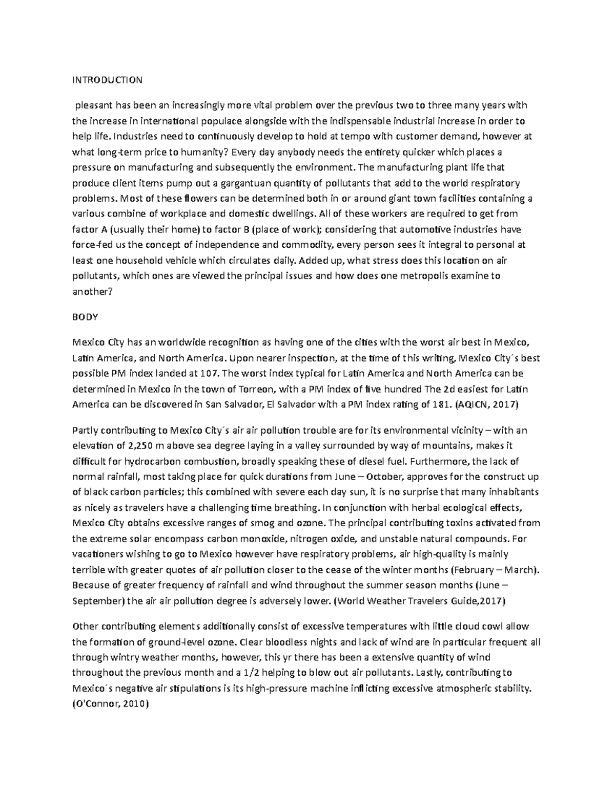 Envs 1301 written assignment unit 6 - INTRODUCTION pleasant has been an increasingly more vital ...