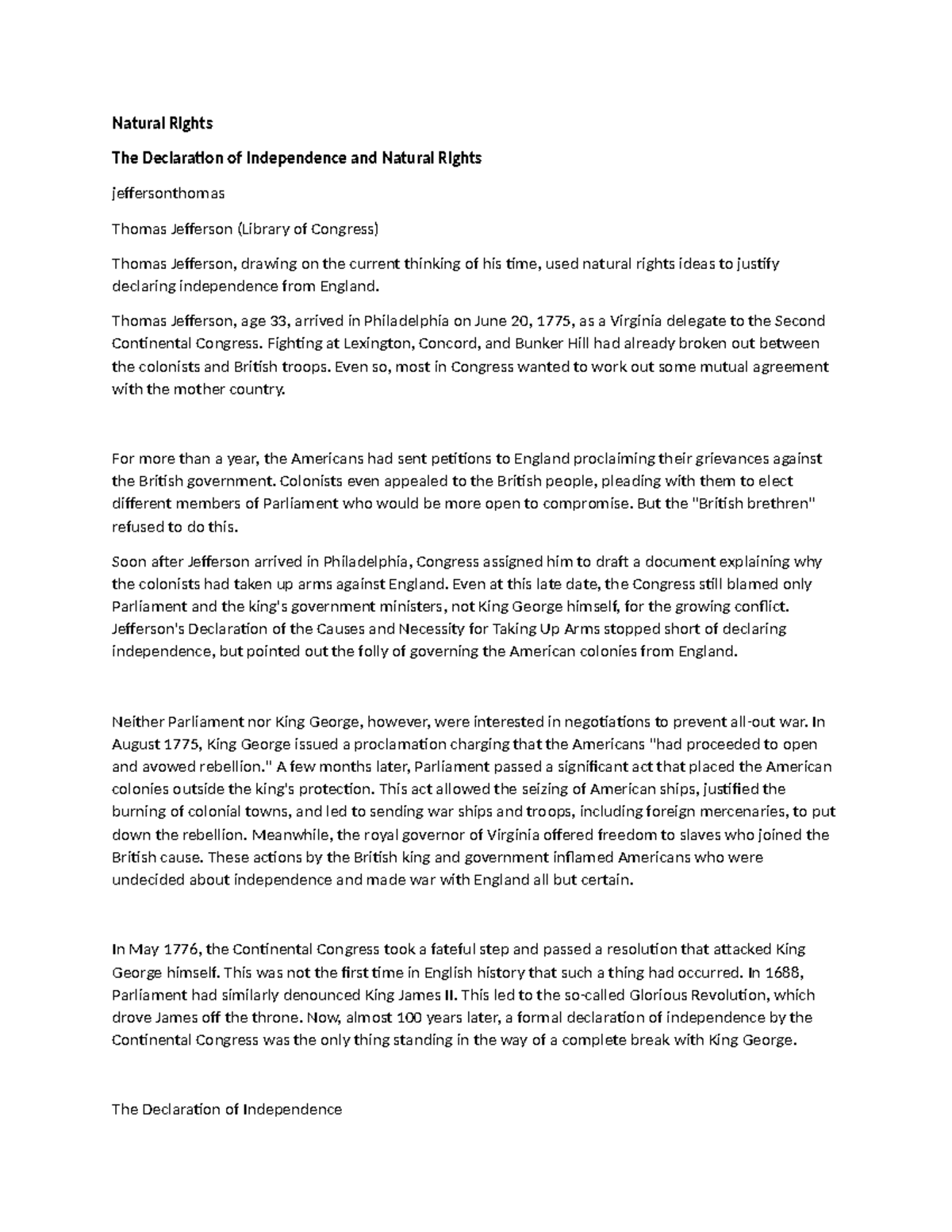 Natural Rights Thomas J - Natural Rights The Declaration of ...