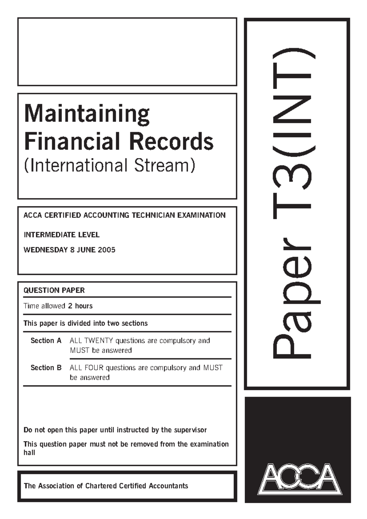 3int 2005 jun q - CAT practice papers - Maintaining Financial Records ...