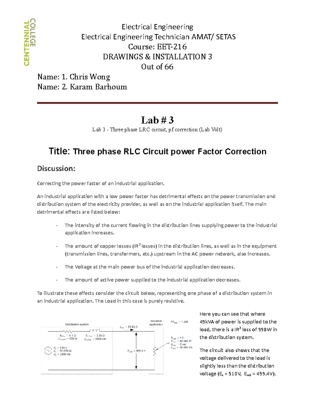 RLC circuits Three phase Power Gen - Lab Practice - Electrical ...