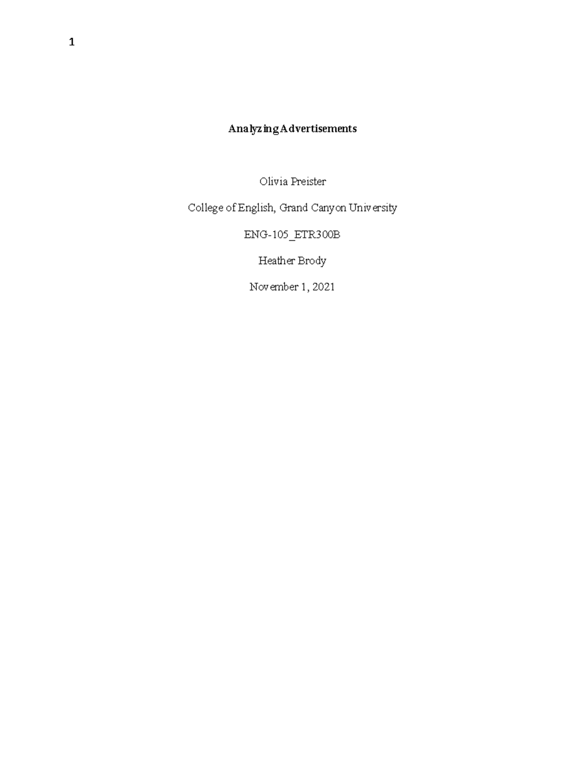 Ad review 2 - Grade: A - Analyzing Advertisements Olivia Preister ...