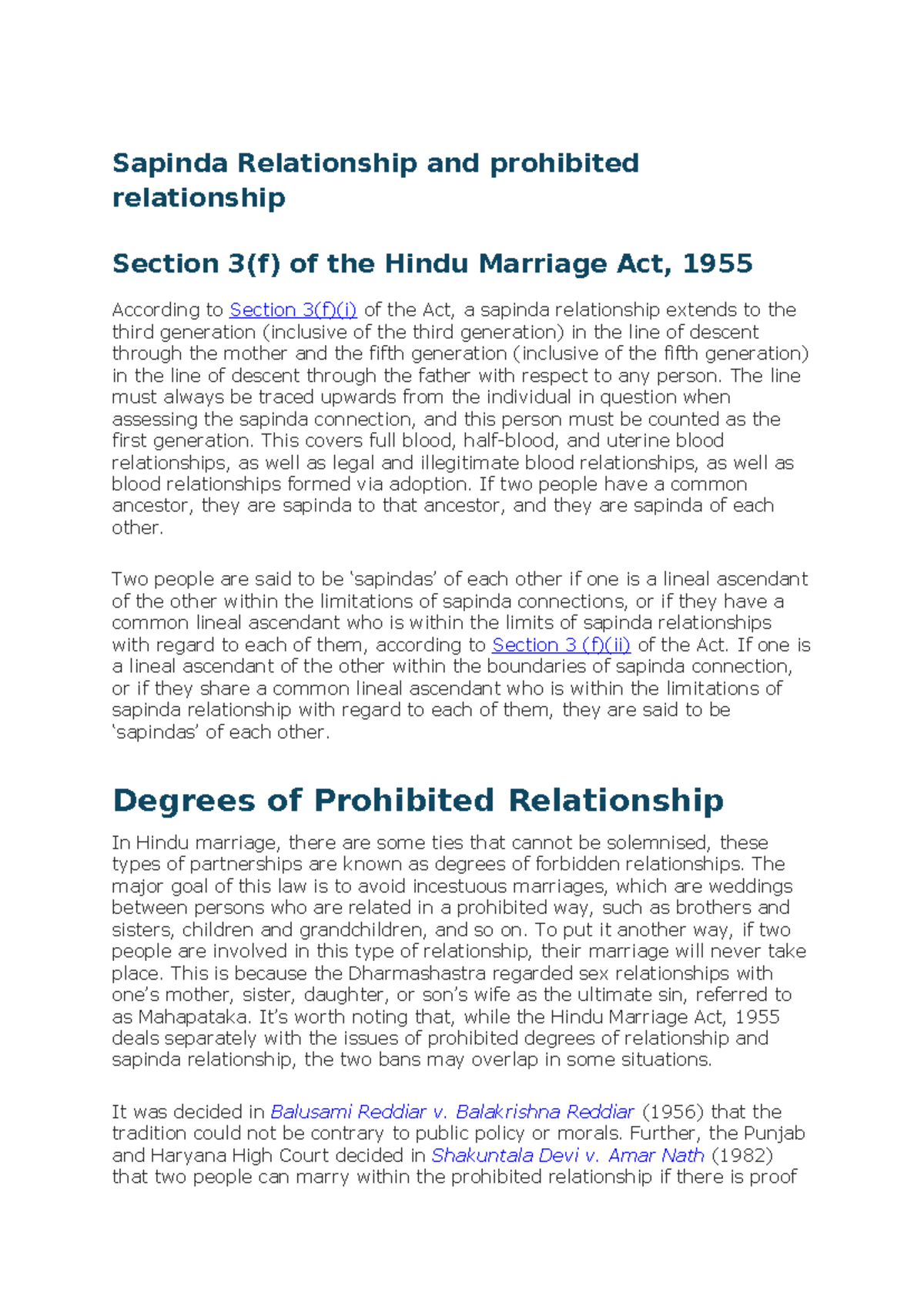 Document (146) - Family law - Sapinda Relationship and prohibited ...