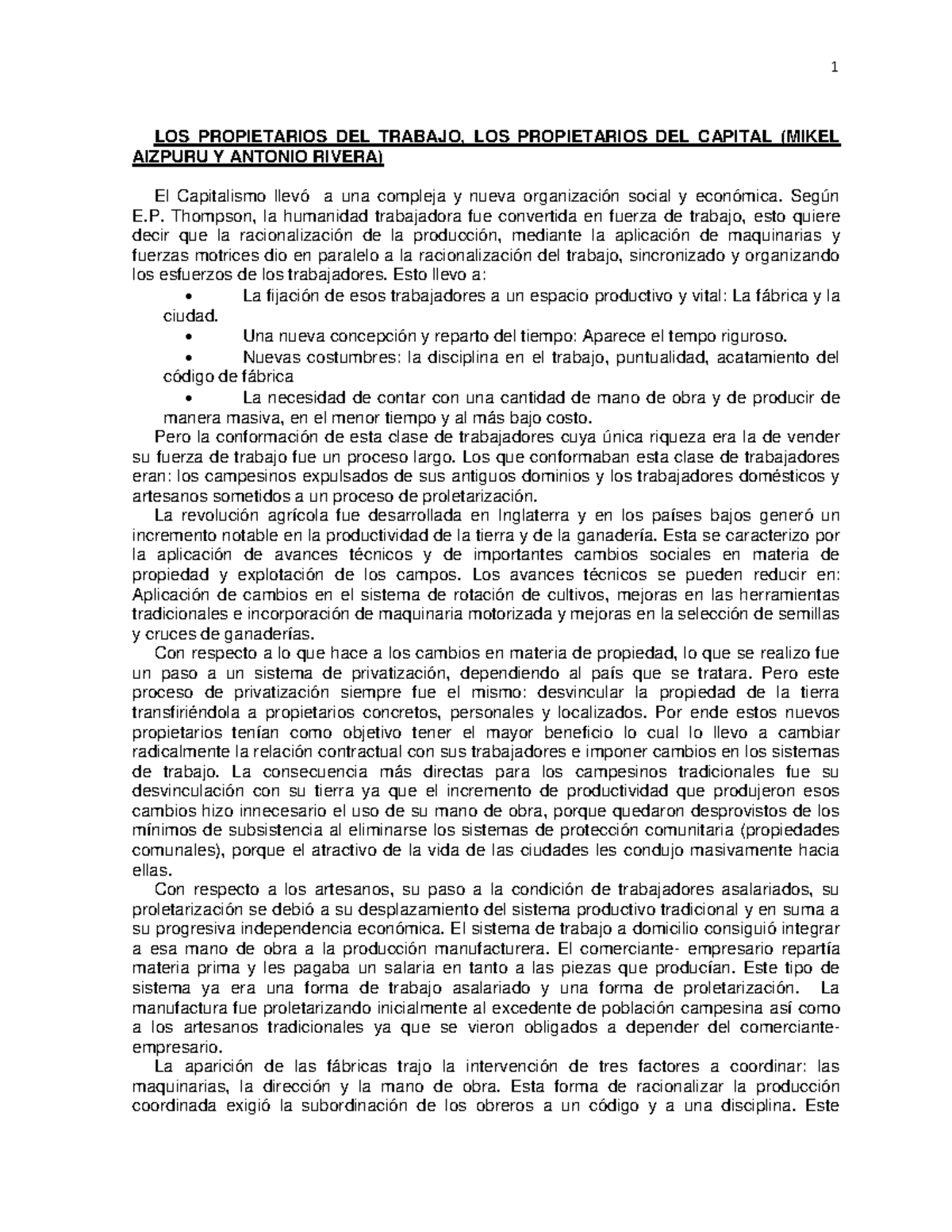 Resumen Final Historia (por Rodrigo Troglioy Mariano Pereira) - LOS PROPIETARIOS DEL TRABAJO ...