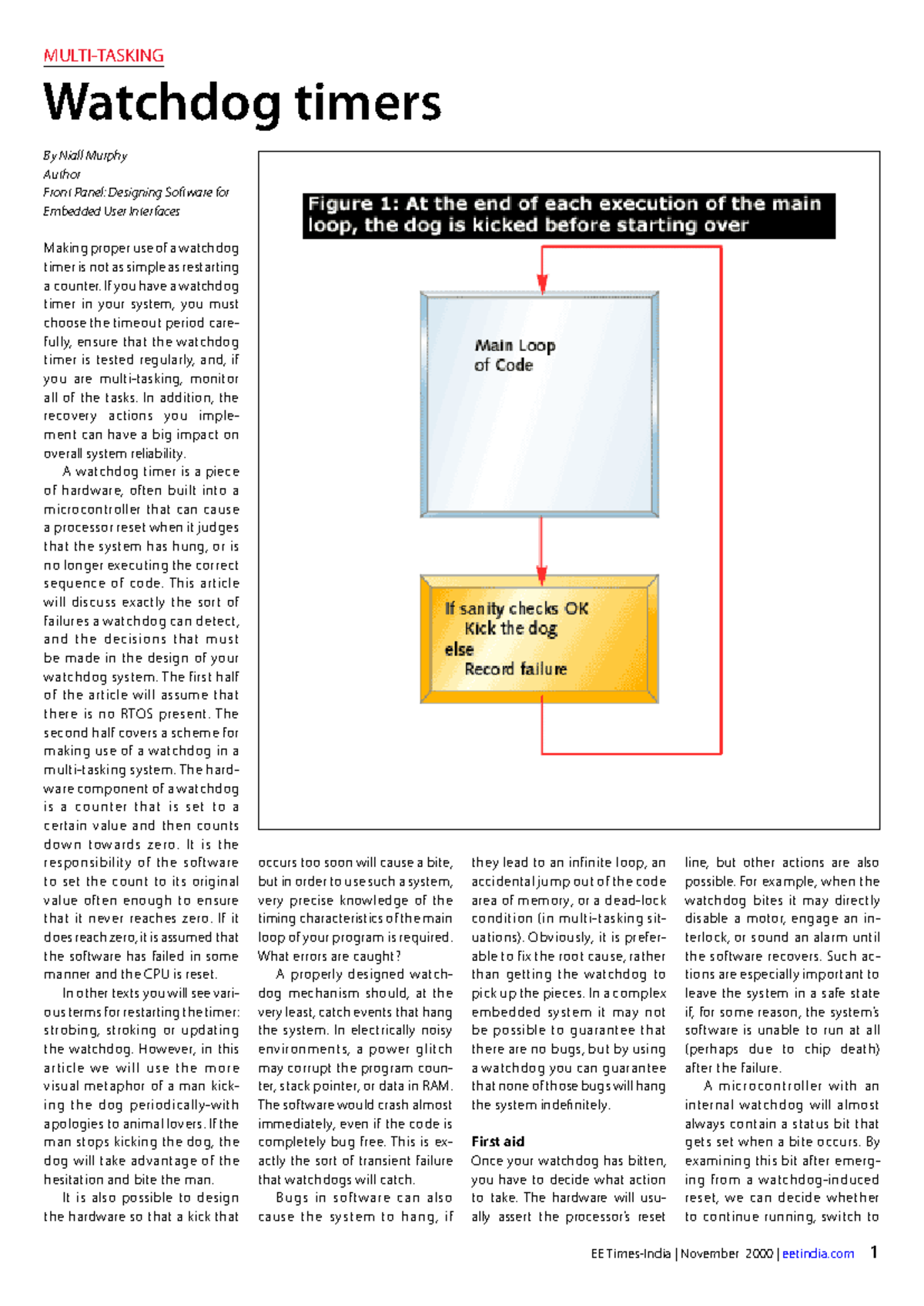 Watchdog timers in RTOS - By Niall Murphy Author Front Panel: Designing Software for Embedded ...