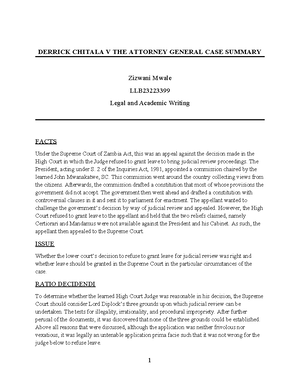 Thomas Mumba V THE People - THOMAS MUMBA V THE PEOPLE CASE SUMMARY ...