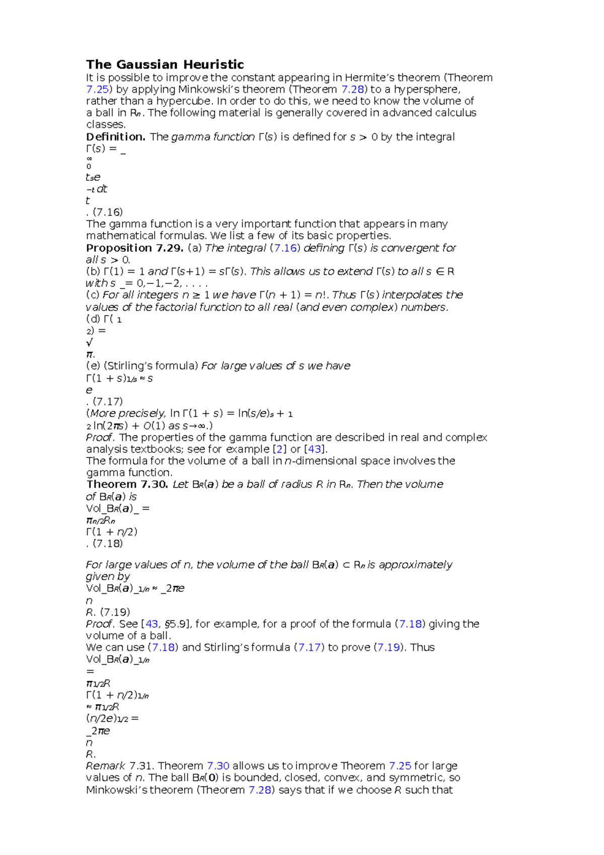 The Gaussian Heuristic - In order to do this, we need to know the ...