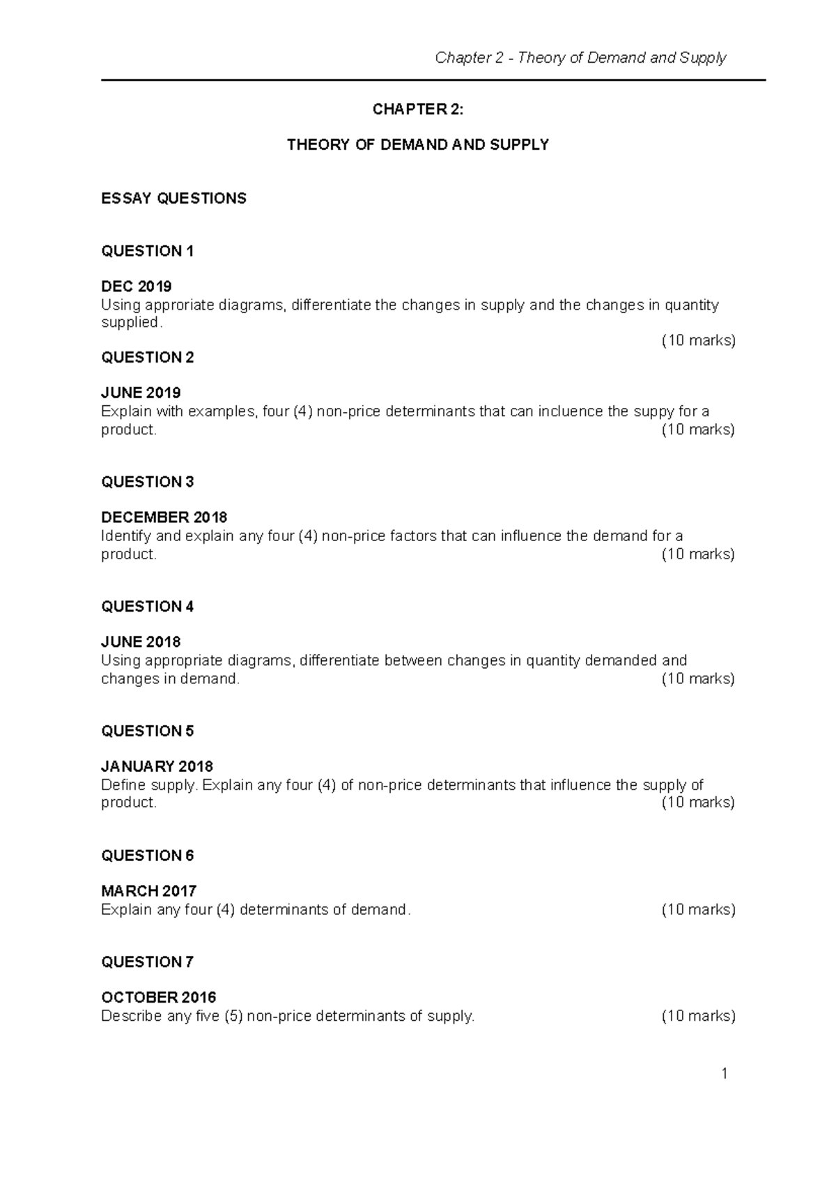 CHP 2 Theory of demand and supply - Chapter 2 - Theory of Demand and ...