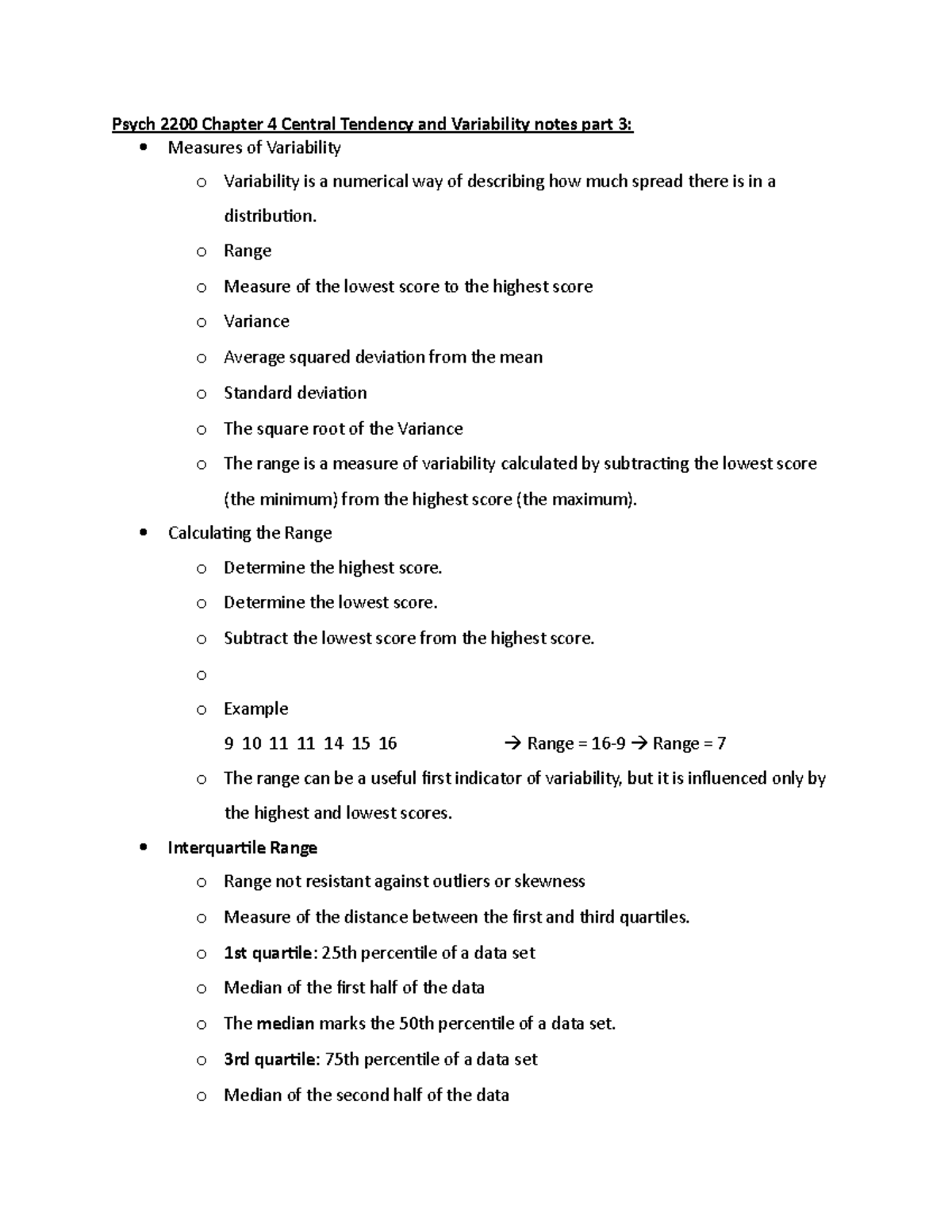 Psych 2200 Chapter 4 Central Tendency and Variability notes part 3 ...