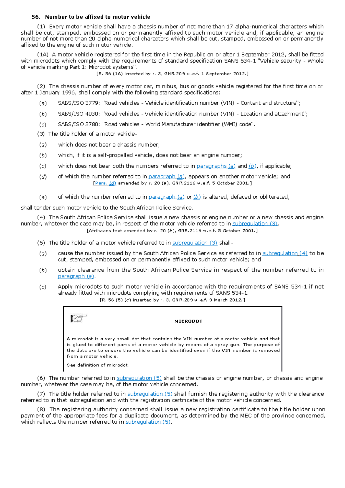 56. Number to be affixed to motor vehicle - 56. Number to be affixed to ...