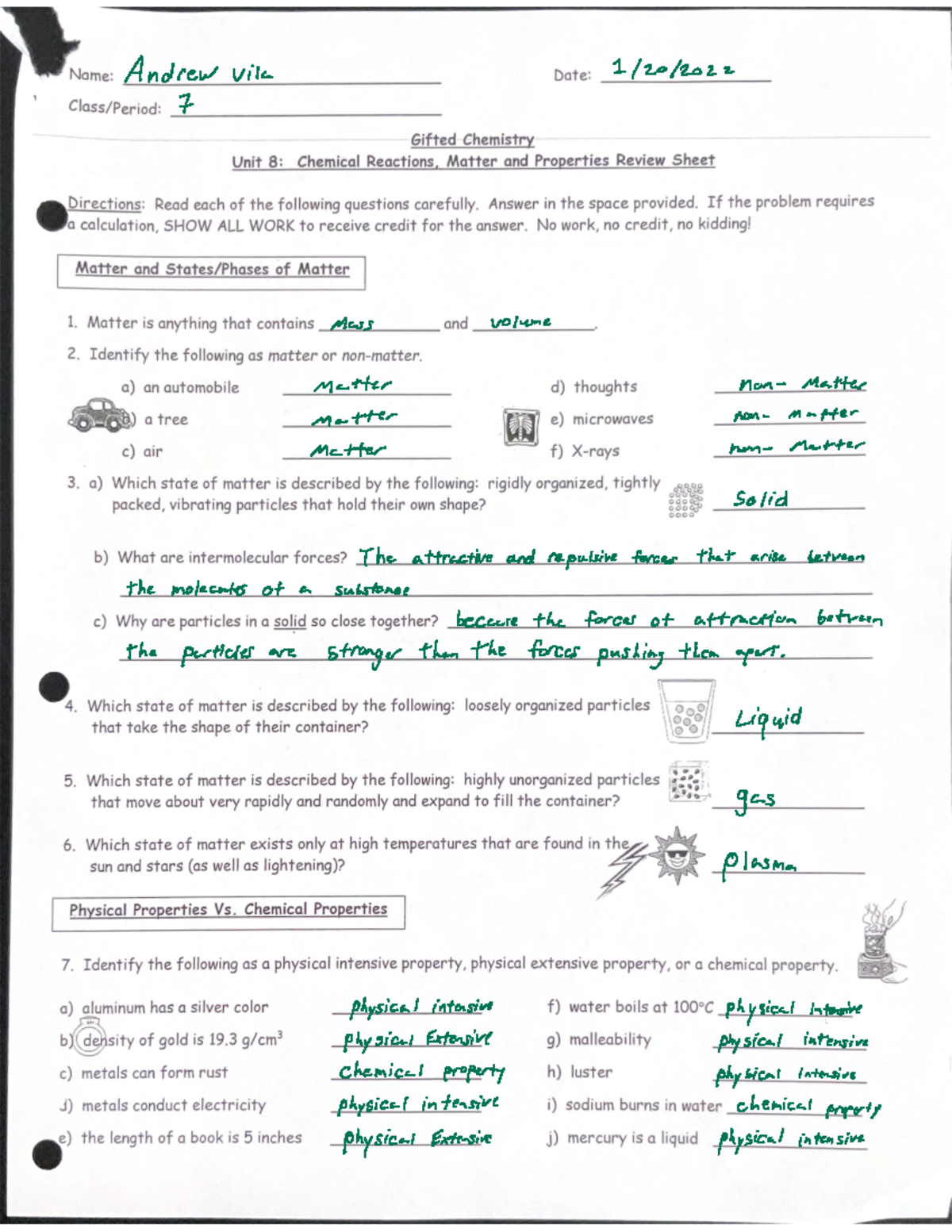 Chemical mass conversion - Name: Date: Class/Period: Gifted Chemistry ...