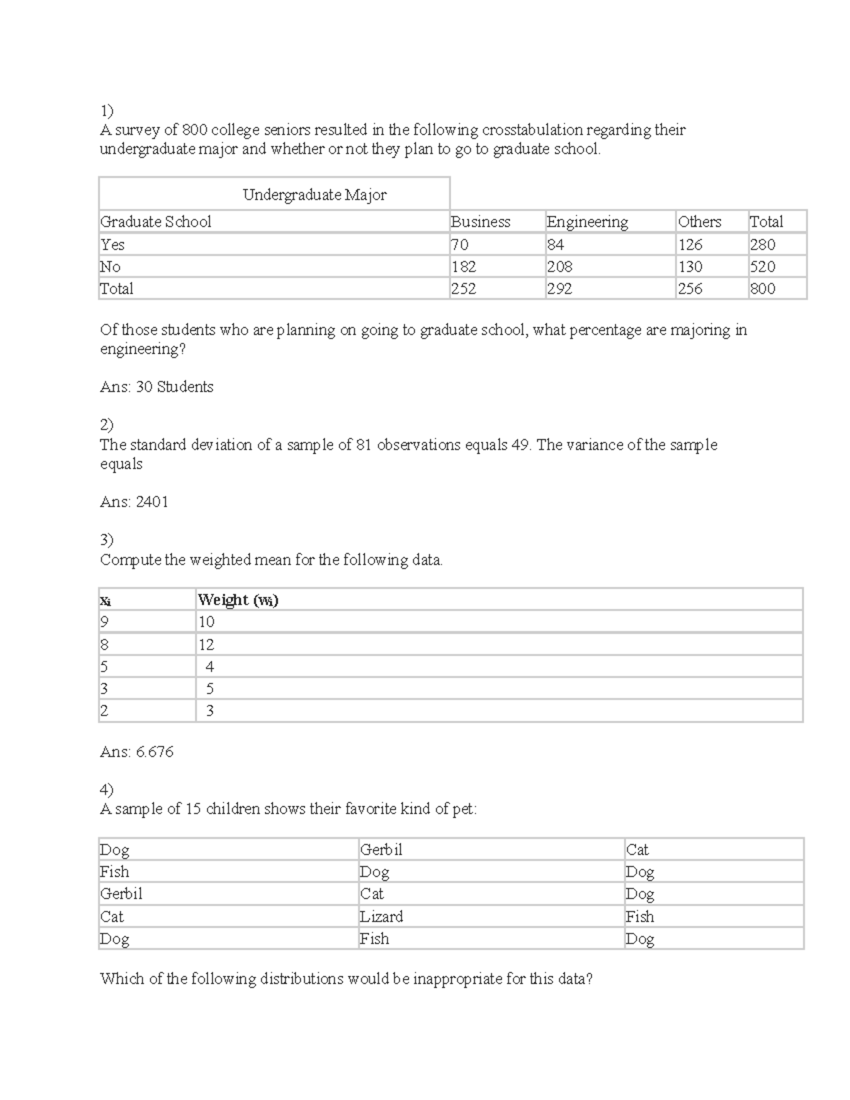 Midterm 1 Part 1 - Questions and Answers about Types of Data, Scale of ...