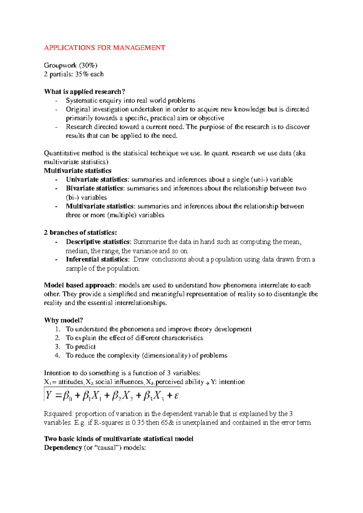 Applications FOR Management BIEM third year first partial notes ...