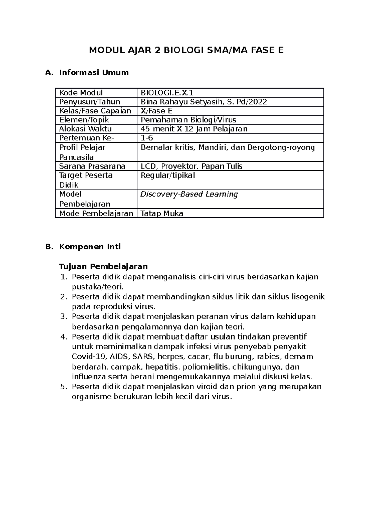 Modul AJAR IPA Biologi SMA Kelas X BAB 2 - MODUL AJAR 2 BIOLOGI SMA/MA ...