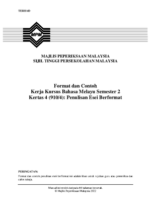 NOTA Ringkas BM SEM 3 - STPM BM Semester 3 - KEM MATA PELAJARAN BAHASA ...