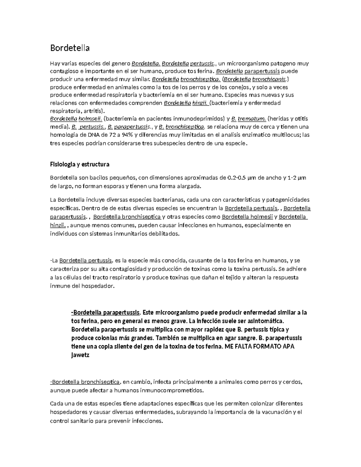 Bordetella pertussis - Bordetella Hay varias especies del genero ...