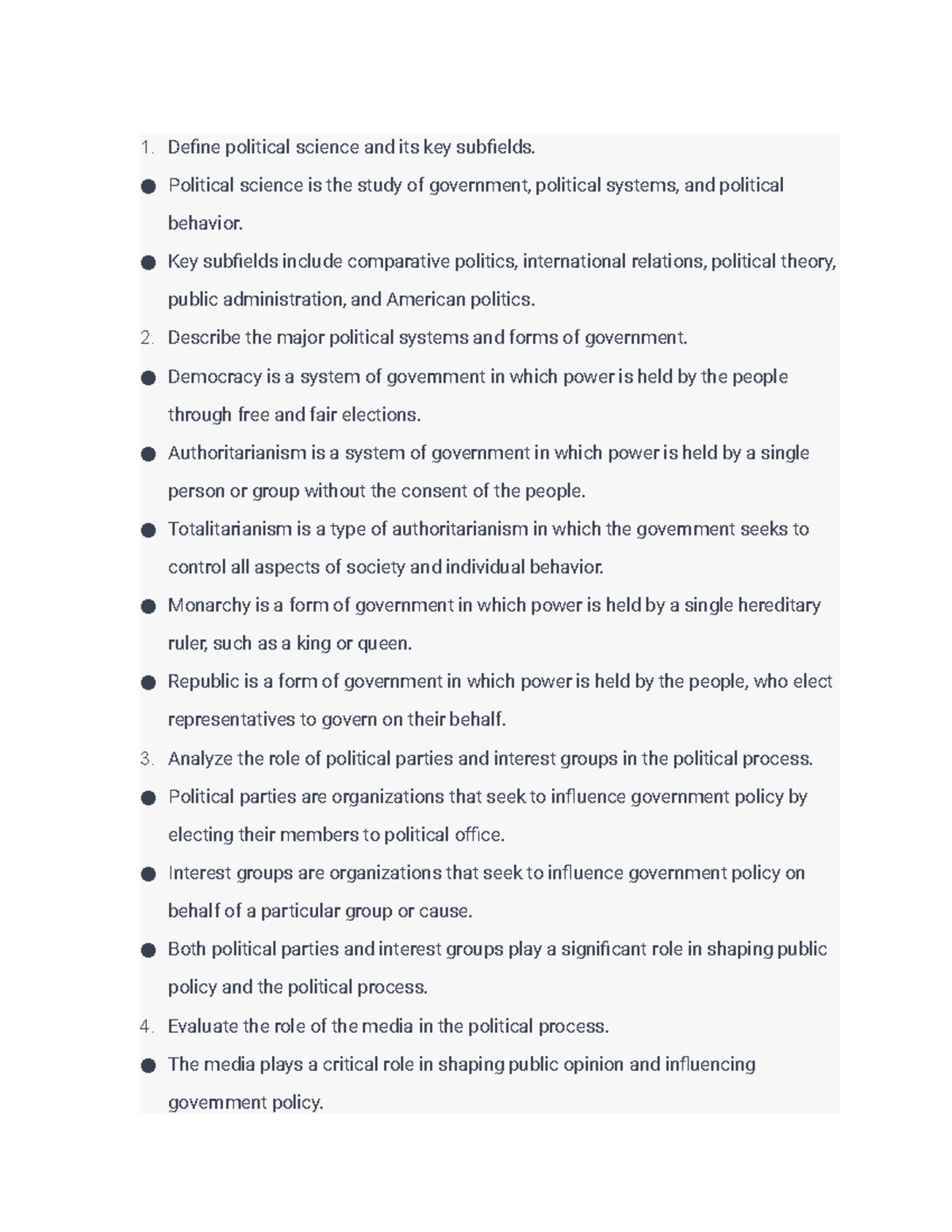 Political Science - Define political science and its key subfields ...
